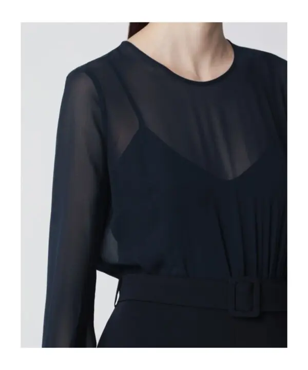 P.a.r.o.s.h Long Sleeve Belted Jumpsuit - Blue