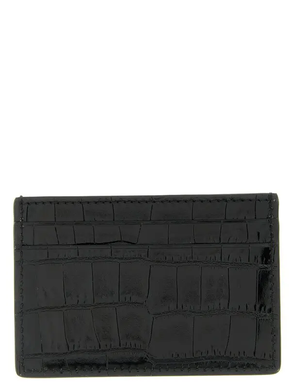 TOM FORD Crocodile Shiny Leather Card Holder - Black