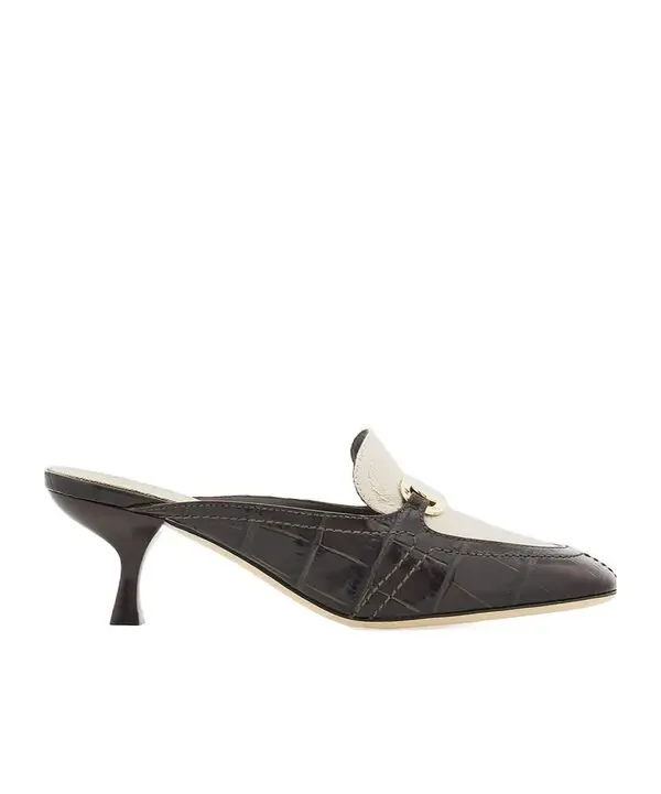 FERRAGAMO Crocodile-effect Mules - Black