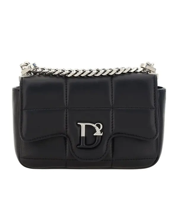 Dsquared2 Logo Plaque Quilted Chain Crossbody Bag