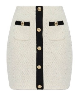 SELF-PORTRAIT Sequin-embellished Knitted Mini Skirt With Faux Button Embellishment - Cream