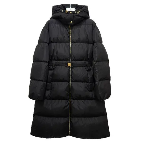 Moncler Briant Hooded Long Down Jacket With Teddy Fleece Collar - Black