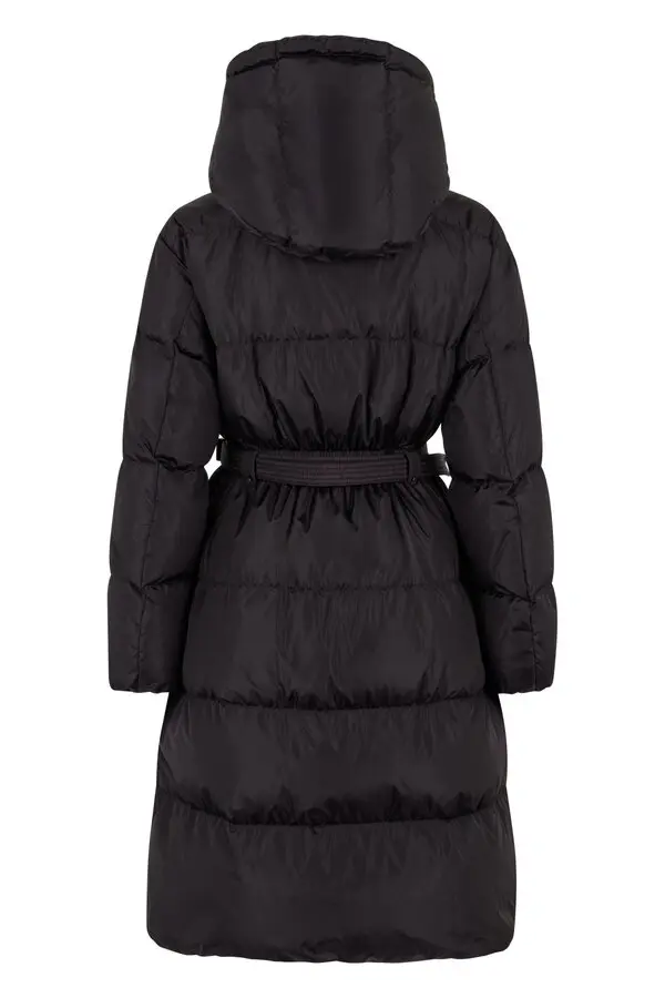 Moncler Briant Hooded Long Down Jacket With Teddy Fleece Collar - Black