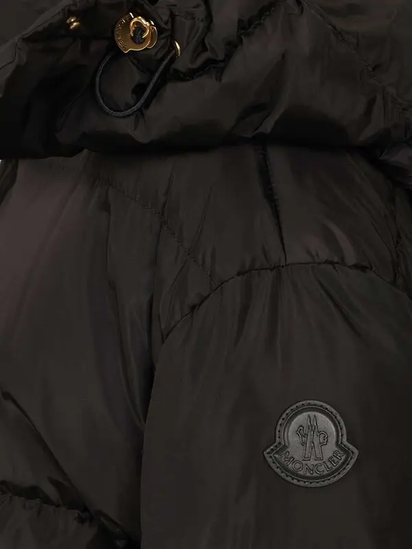 Moncler Briant Hooded Long Down Jacket With Teddy Fleece Collar - Black