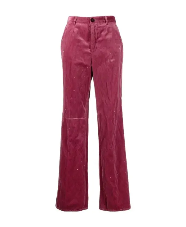 Dsquared2 Logo Embroidered Velvet Trousers - Red