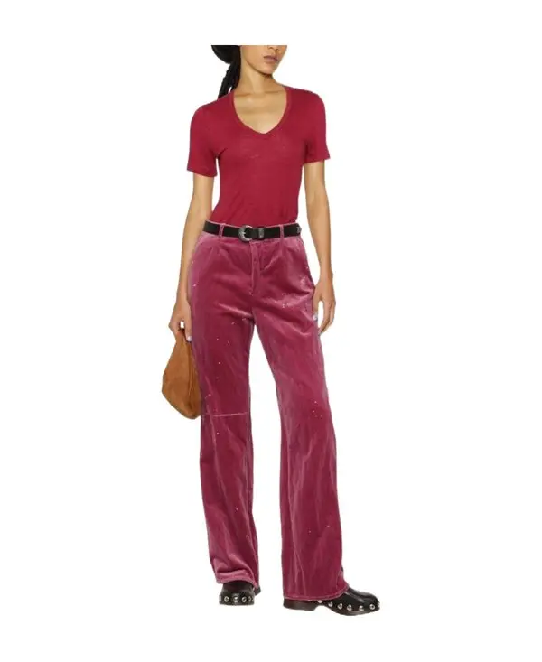 Dsquared2 Logo Embroidered Velvet Trousers - Red