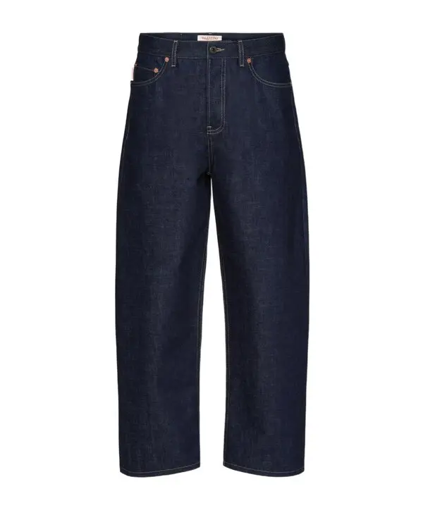 Valentino Garavani Logo Patch Cropped Jeans - Black