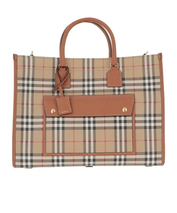 Burberry Freya Checked Medium Tote Bag - Multicolor