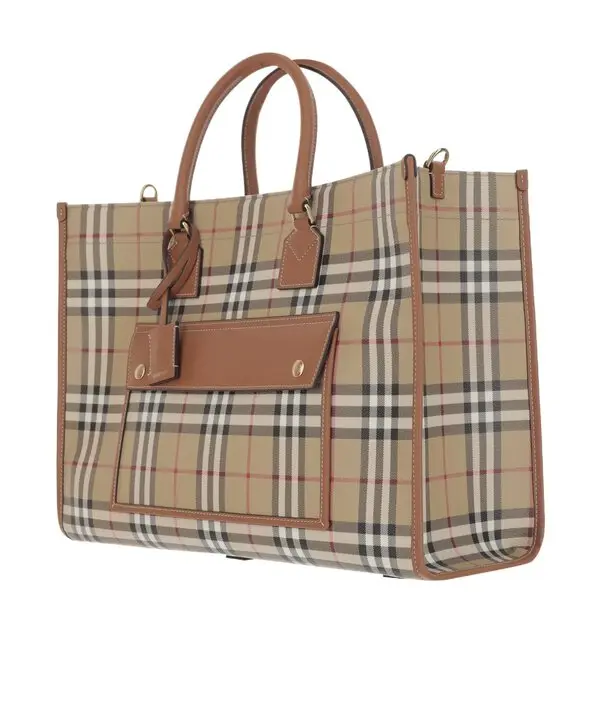 Burberry Freya Checked Medium Tote Bag - Multicolor