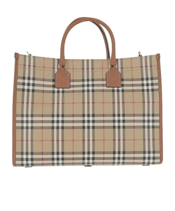 Burberry Freya Checked Medium Tote Bag - Multicolor