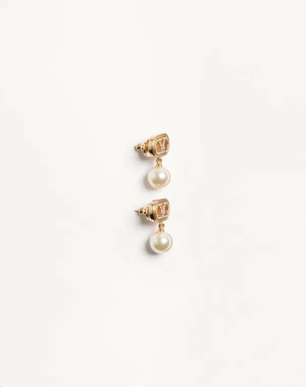 Valentino Garavani Vlogo Signature Embellished Drop Earrings With Pearl