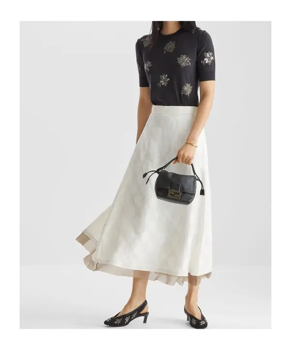 Fendi Knitted Sequined Flower Midi Dress - Black