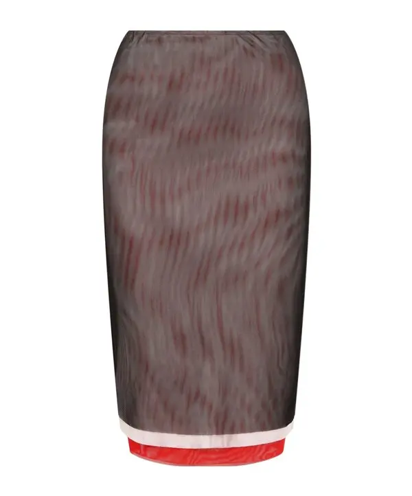 MSGM Patterned Midi Skirt With Rear Slit - Gray