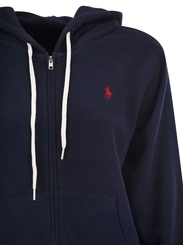 Polo Ralph Lauren Full Zip Hoodie With Logo Detail - Blue