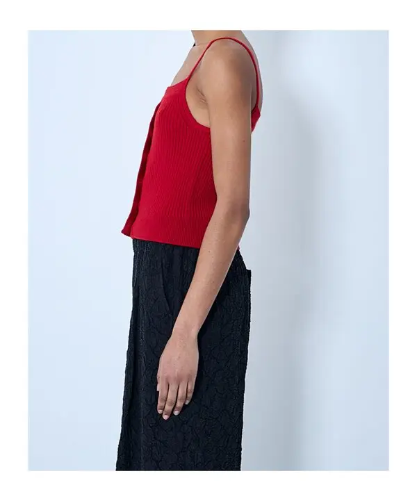 Dries Van Noten Ribbed Square Neck Buttoned Tank Top