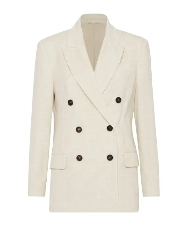 Brunello Cucinelli Double-breasted Corduroy Blazer - Ivory