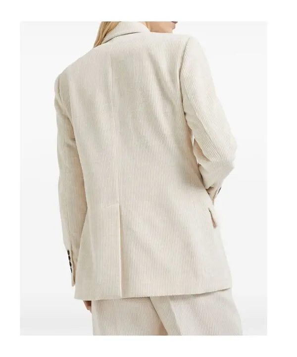Brunello Cucinelli Double-breasted Corduroy Blazer - Ivory