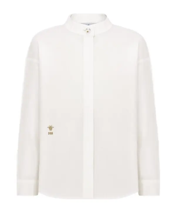 Dior Long Sleeve Shirt With Gold Embroidery