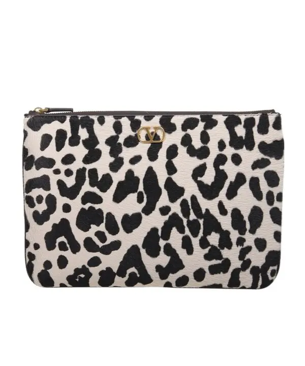 Valentino Garavani Vlogo Leopard-print Clutch Bag