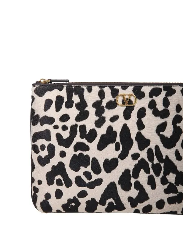 Valentino Garavani Vlogo Leopard-print Clutch Bag