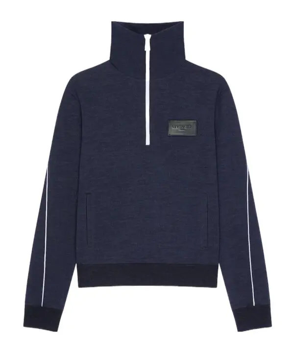 Givenchy Logo Half-zip Wool Sweater - Dark Navy