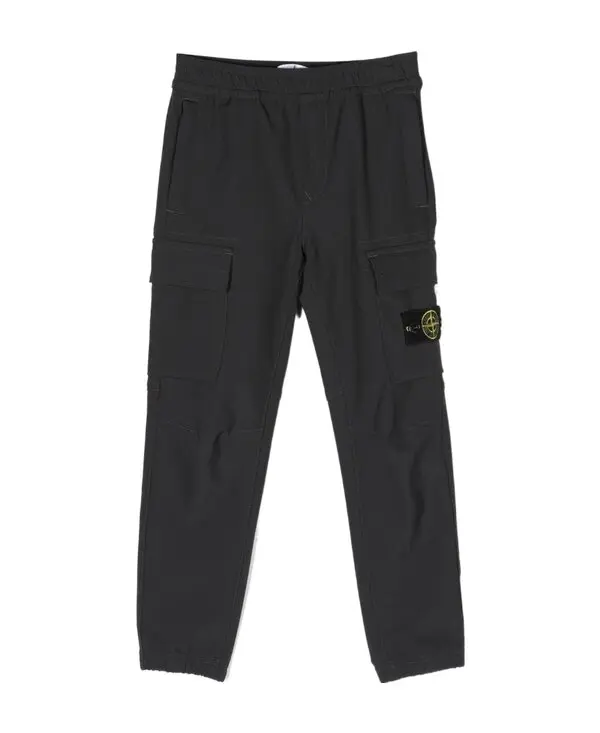 Stone Island Cargo Trousers With Logo Patch - Black