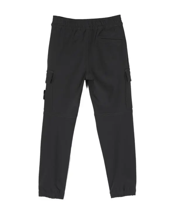 Stone Island Cargo Trousers With Logo Patch - Black