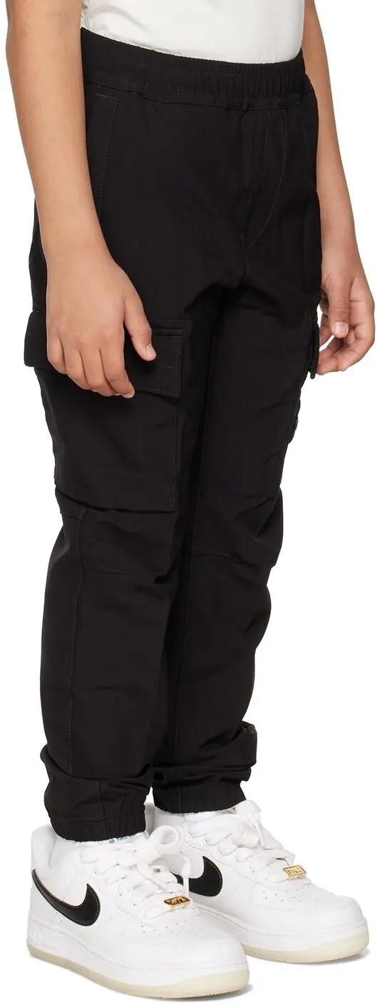 Stone Island Cargo Trousers With Logo Patch - Black