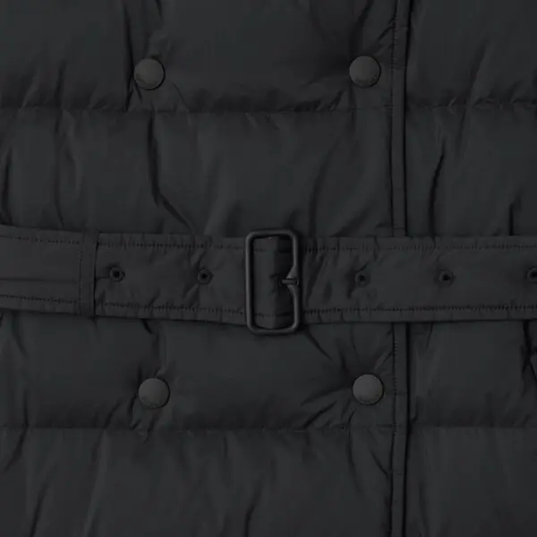 Burberry Double Breasted Belted Hooded Puffer Coat - Black