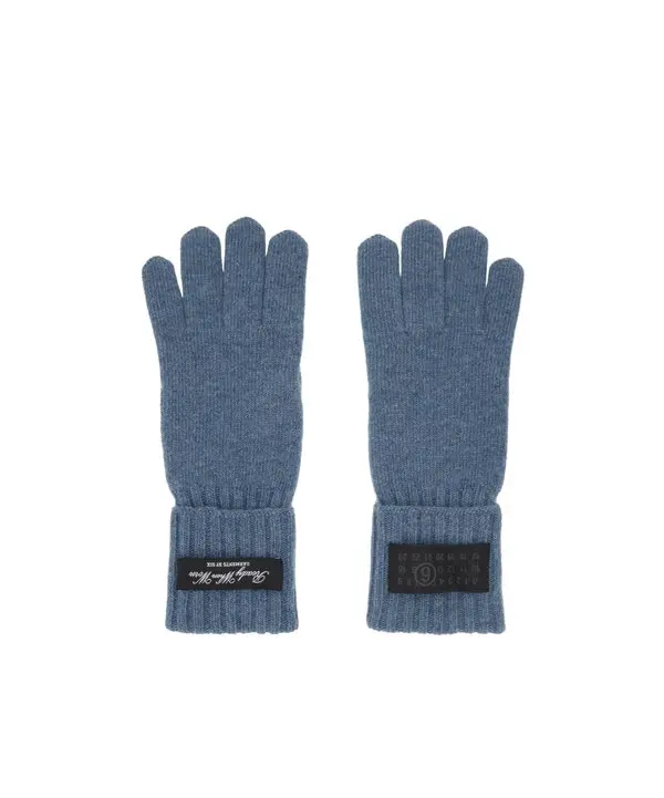 MAISON MARGIELA Wool Blend Knitted Gloves - Gray-blue