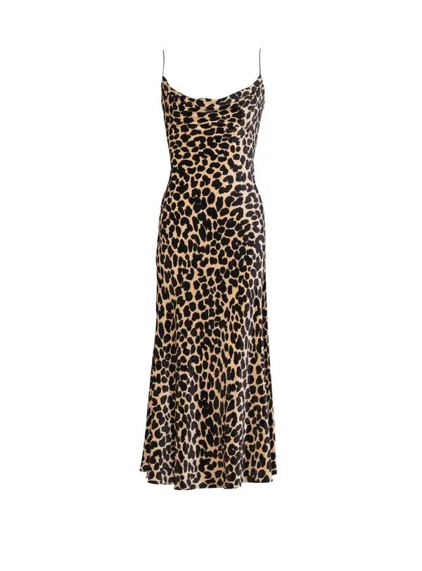 Balmain Flowing Leopard Print Velvet Dress