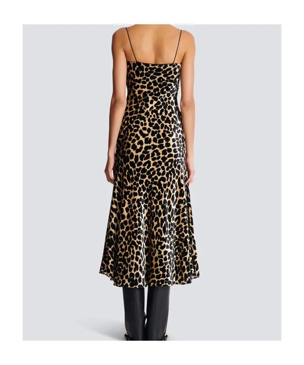 Balmain Flowing Leopard Print Velvet Dress