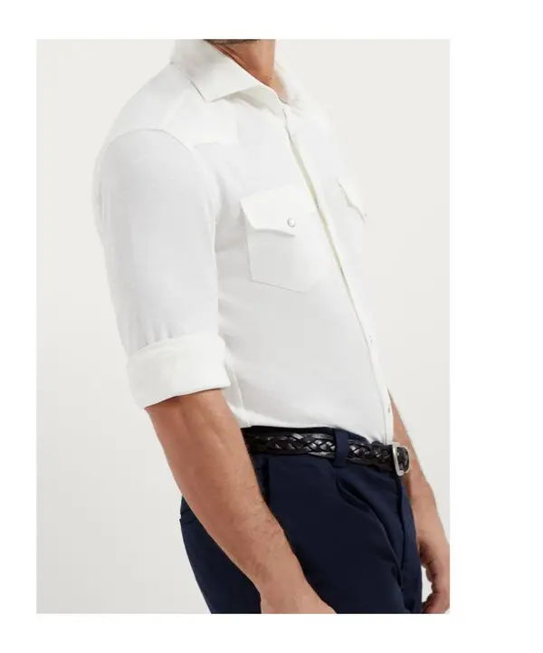 Brunello Cucinelli Flap Pocket Long-sleeved Shirt - White