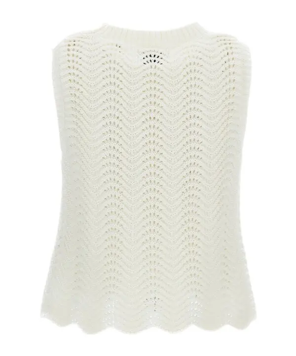 Loulou De Saison Vittoria Pointelle Knitted Top - Ivory