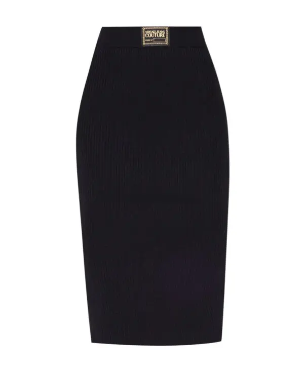 Versace Ribbed Knit Midi Skirt - Black