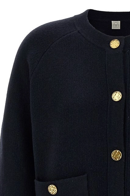 TOTEME Hammered Button Cardigan - Navy Blue
