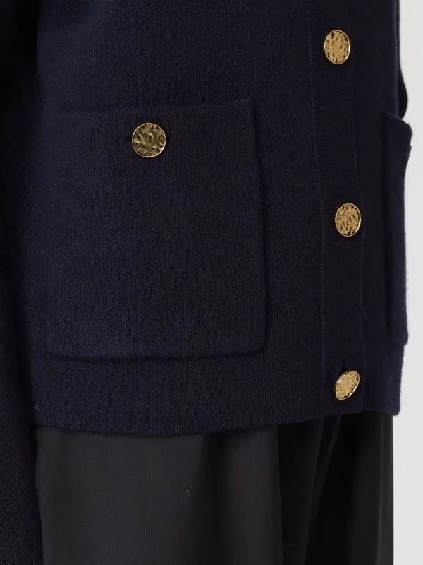 TOTEME Hammered Button Cardigan - Navy Blue