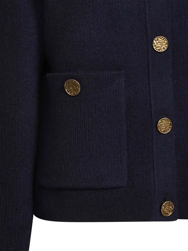 TOTEME Hammered Button Cardigan - Navy Blue