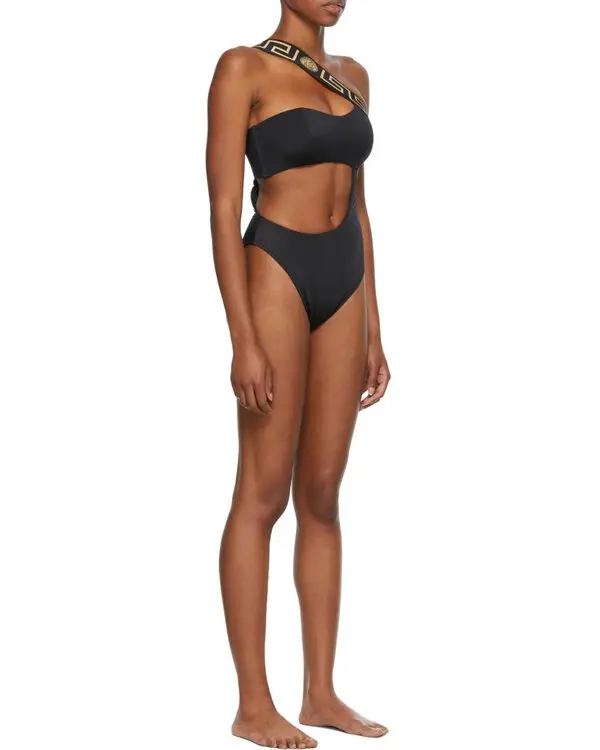 Versace Cut-out Greca Detail One-piece Swimsuit - Brown