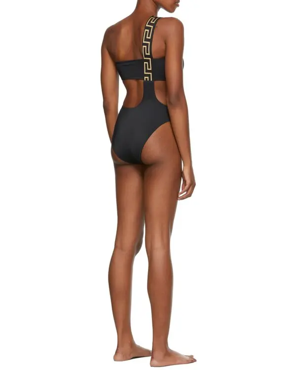 Versace Cut-out Greca Detail One-piece Swimsuit - Brown