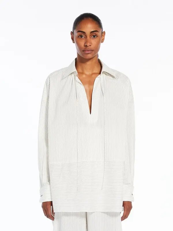 Max Mara Striped Long-sleeve Shirt With French Cuffs