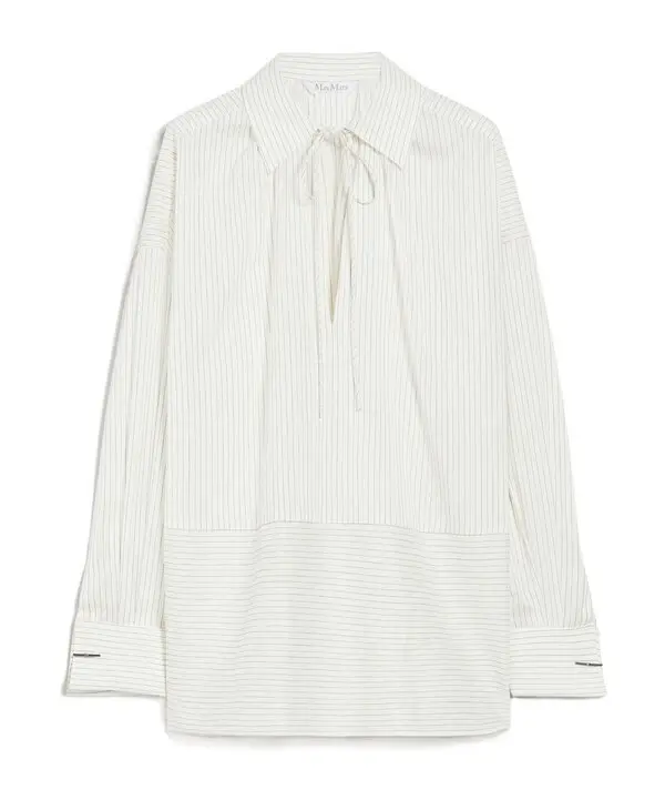Max Mara Striped Long-sleeve Shirt With French Cuffs - White