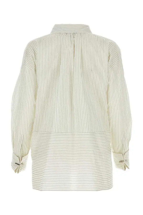 Max Mara Striped Long-sleeve Shirt With French Cuffs - White