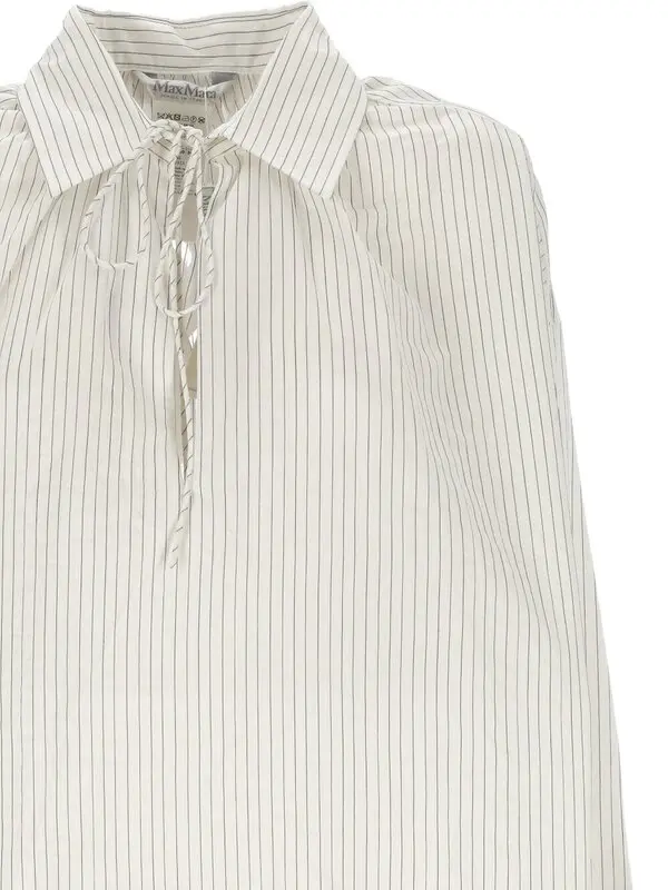 Max Mara Striped Long-sleeve Shirt With French Cuffs - White
