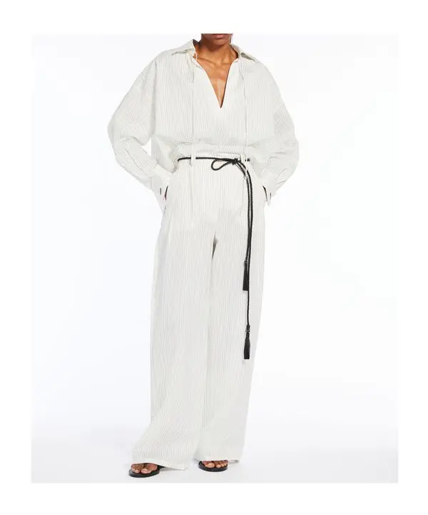 Max Mara Striped Long-sleeve Shirt With French Cuffs - White