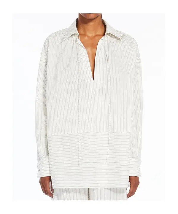 Max Mara Striped Long-sleeve Shirt With French Cuffs - White
