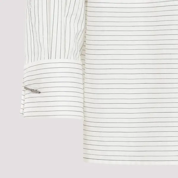Max Mara Striped Long-sleeve Shirt With French Cuffs - White