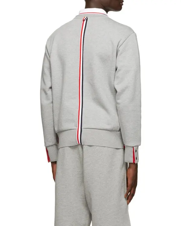 Thom Browne Crewneck Sweatshirt With Signature Stripes - Light Gray