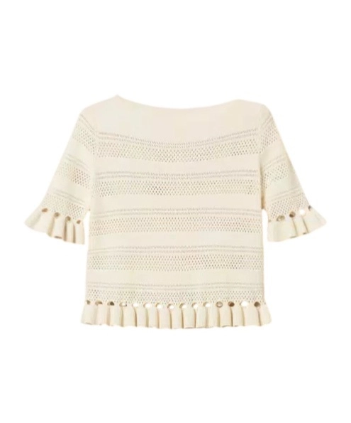 TWINSET Striped Ruffled Jumper - No