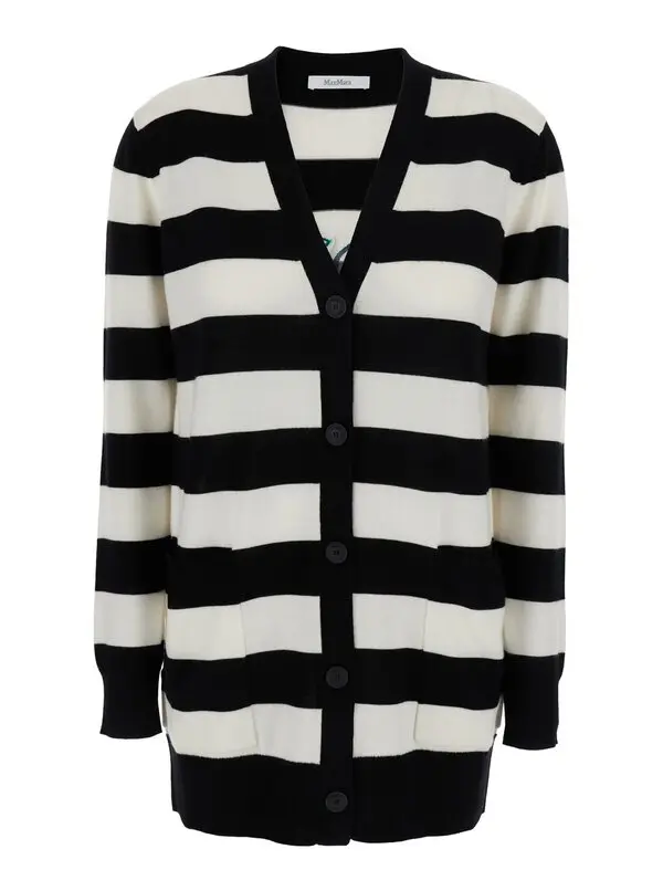 Max Mara Fiemme Striped Cardigan - Black